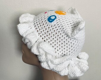 Chunky Crochet Cat Style Ruffle Hat - Etsy