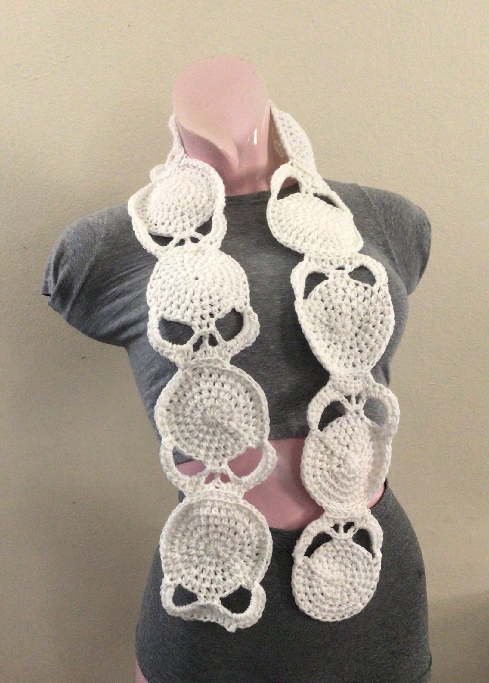 Crochet Creepy Cute Skull Scarf - Etsy