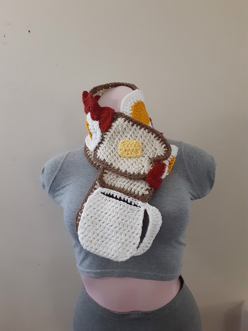 Crochet Breakfast Scarf: Eggs, Bacon, Toast & Coffee - Etsy