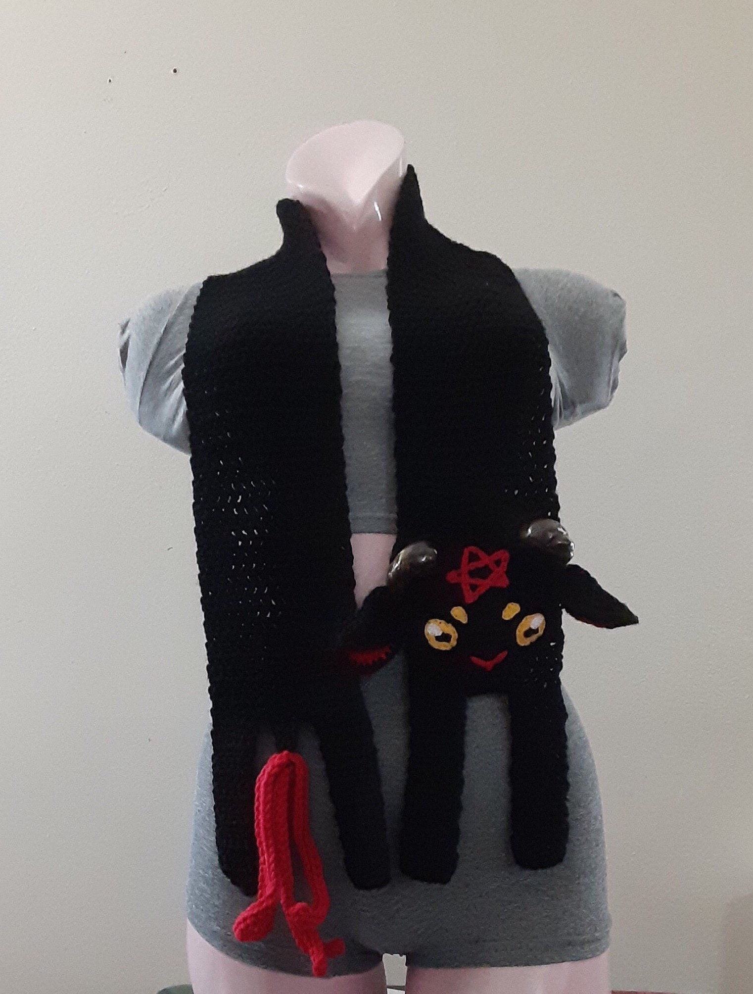 Crochet Creepy Cute Baphomet Scarf black - Etsy