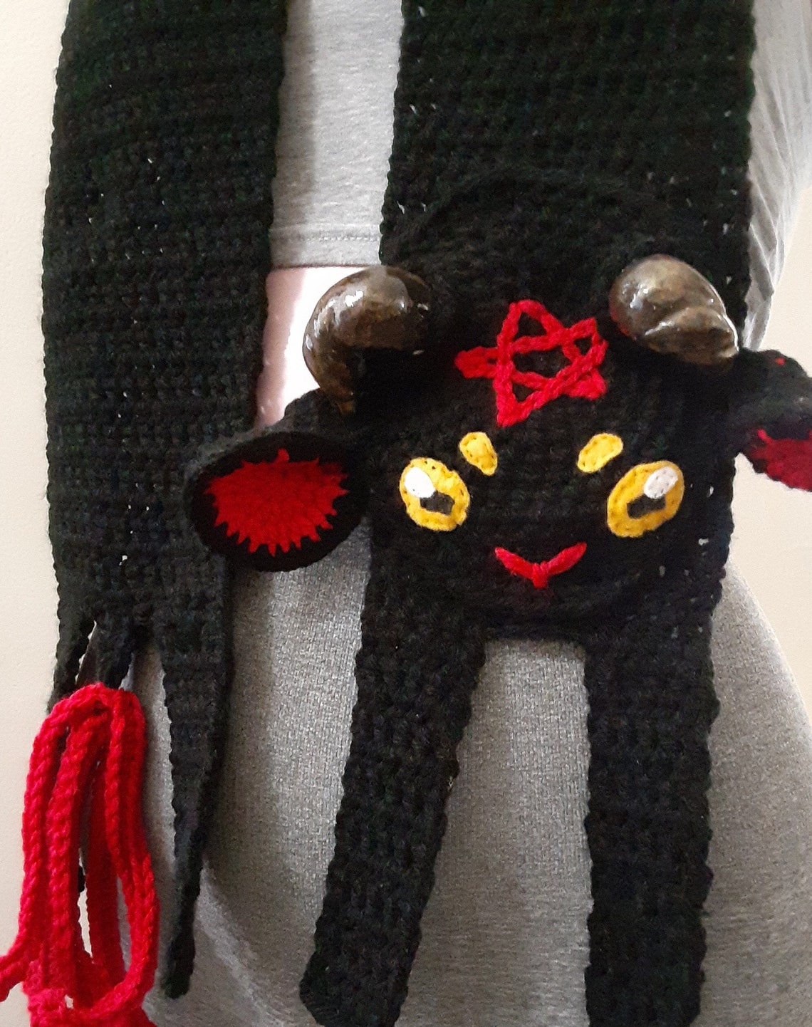 Crochet Creepy Cute Baphomet Scarf black - Etsy