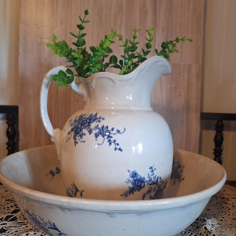Antique Wash Basin and Pitcher - Etsy