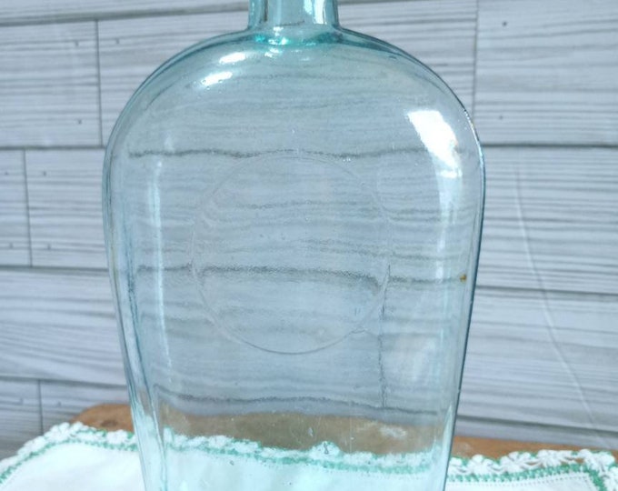 Vintage Aqua Blue Whiskey Bottle, Bar Cart Decor, Bar Decor, Coastal ...
