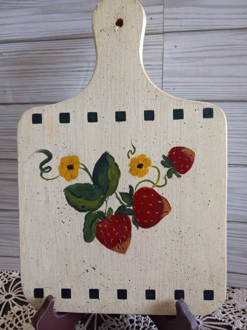 Vintage Hand Painted Strawberry Cutting Board Spring / Summer - Etsy