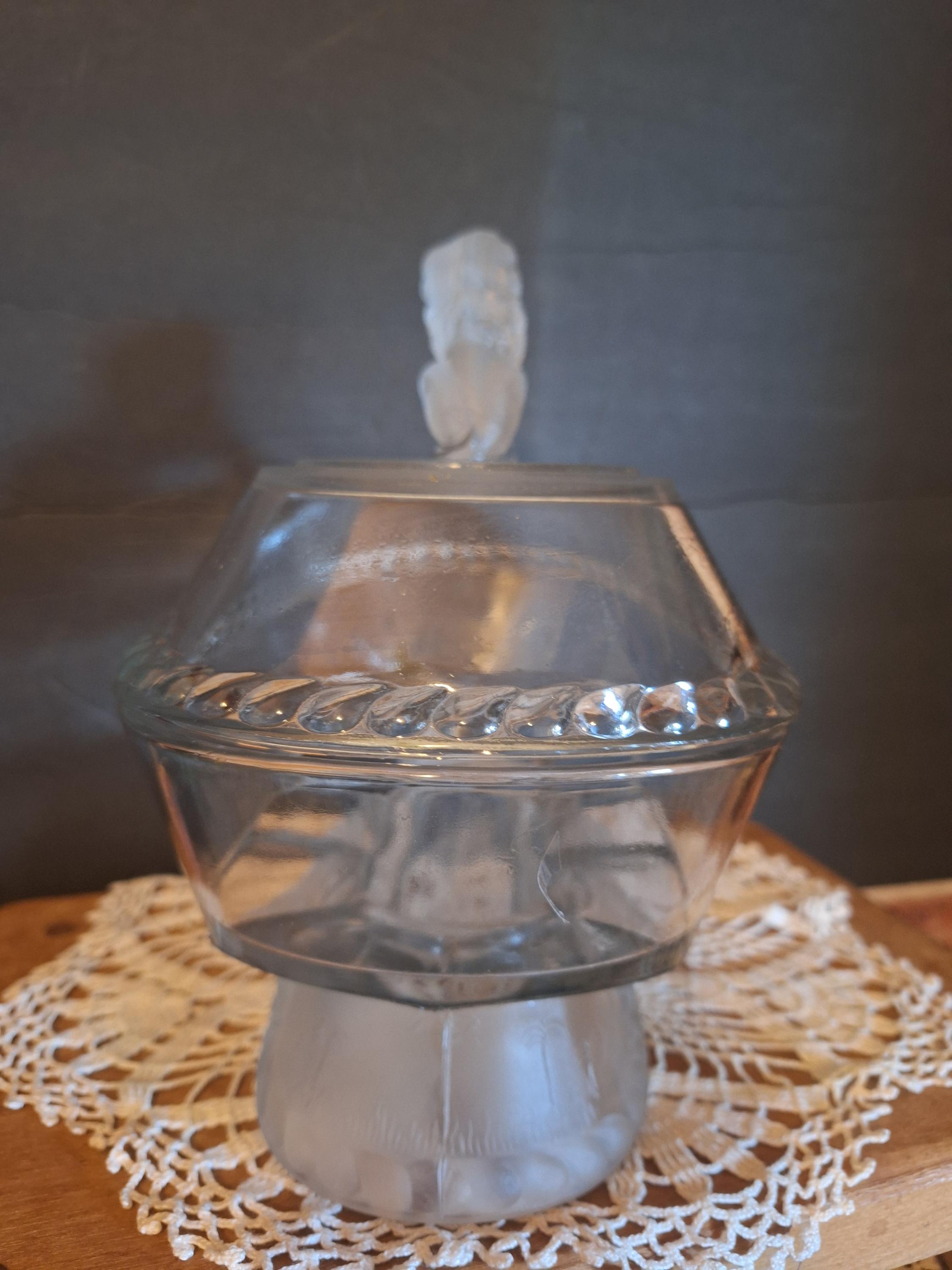 Antique Gilinder & Sons Clear Glass Lion Pedistal Compote Dish ,glass ...