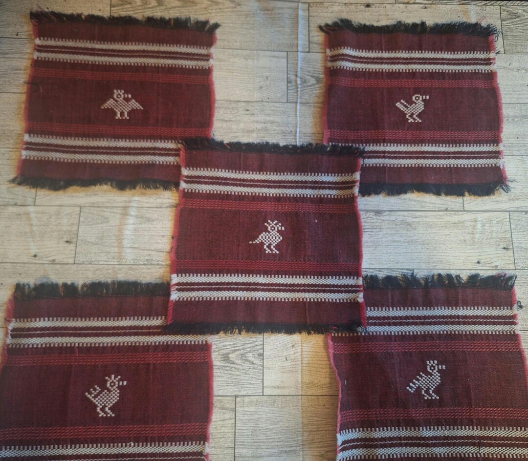Set of 5 Vntg. South American Native American Bird Cocktail Napkin Set ...