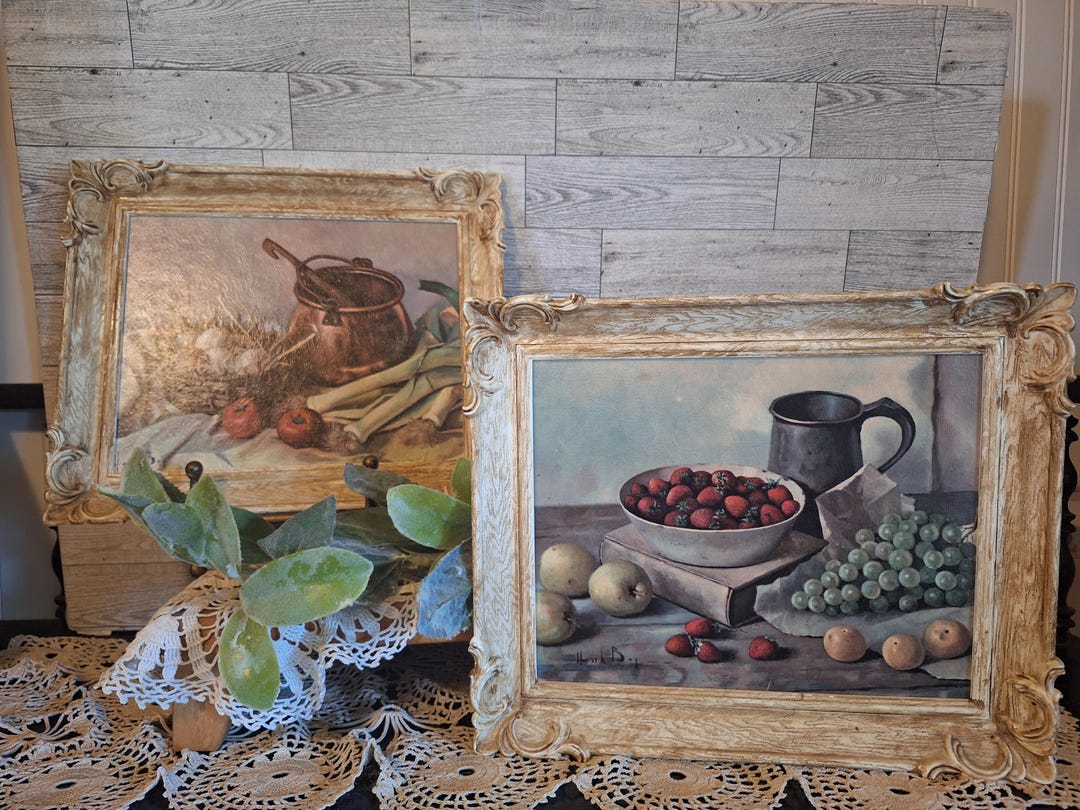 Pair of Vntg.winde Still Life Prints,framed Art, Cottage Core, MCM ...