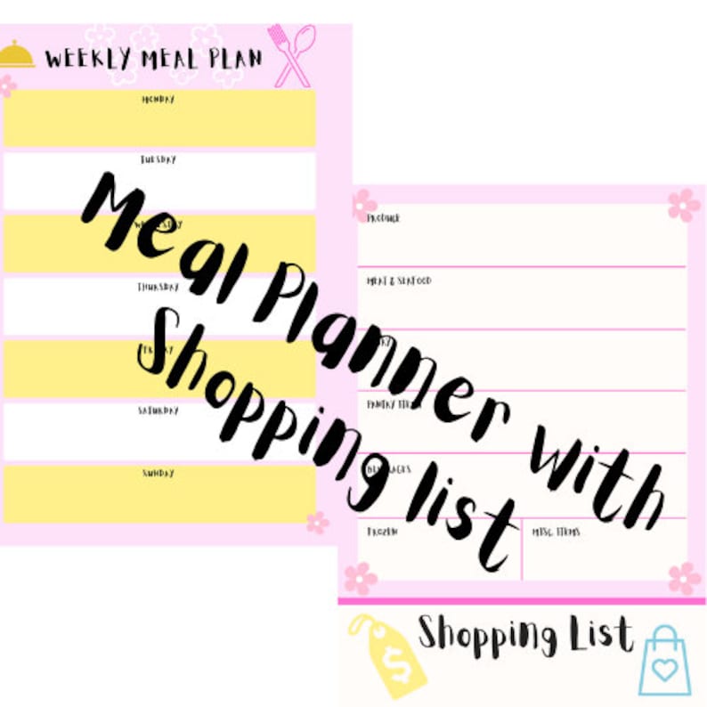 Digital Fillable Weekly Meal Planner Printable With Grocery Shopping ...