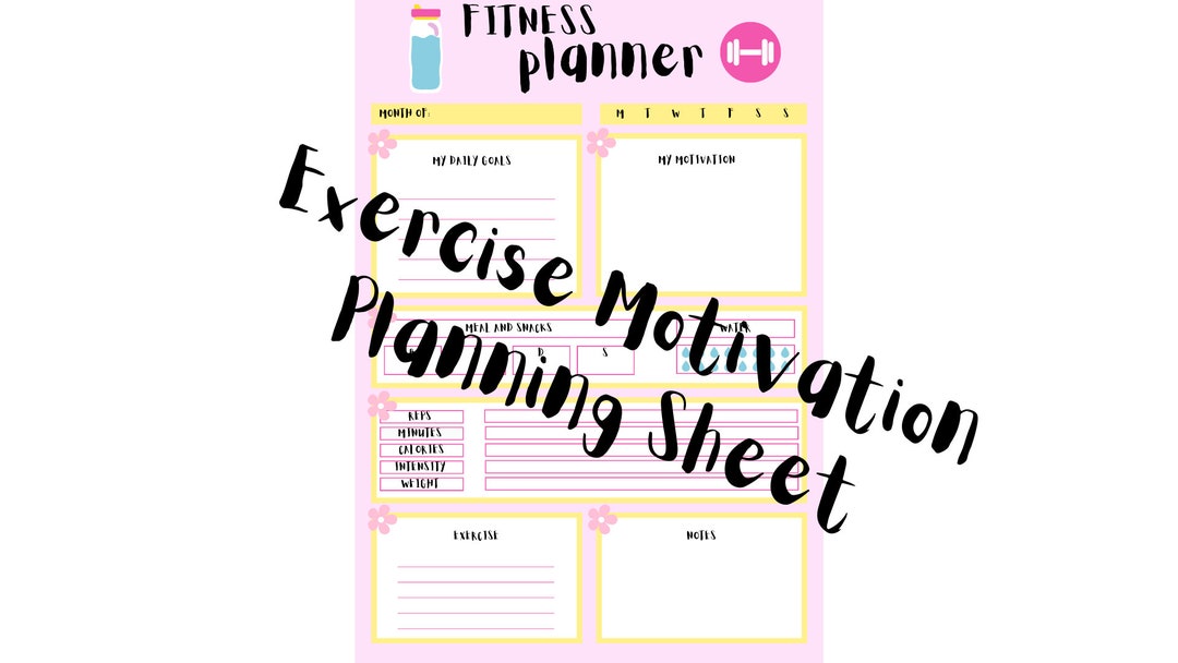 Exercise and Fitness Planning Sheet - for Motivation - Etsy
