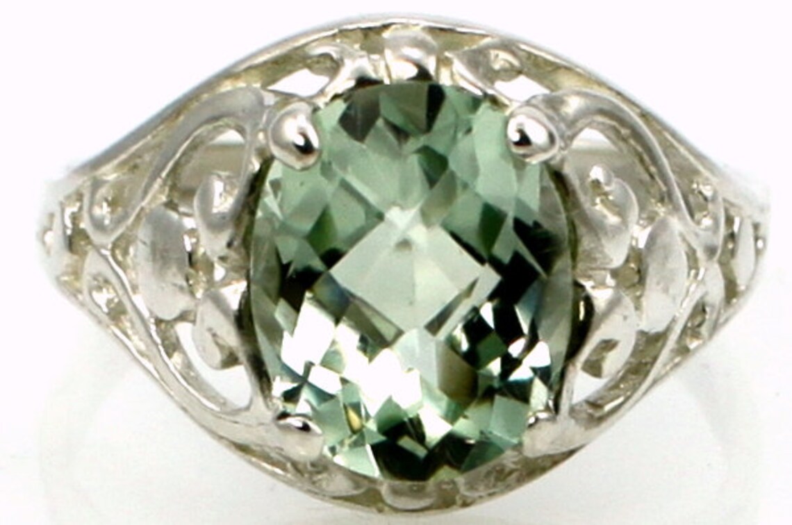 Green Amethyst 925 Sterling Silver Ring SR004 - Etsy