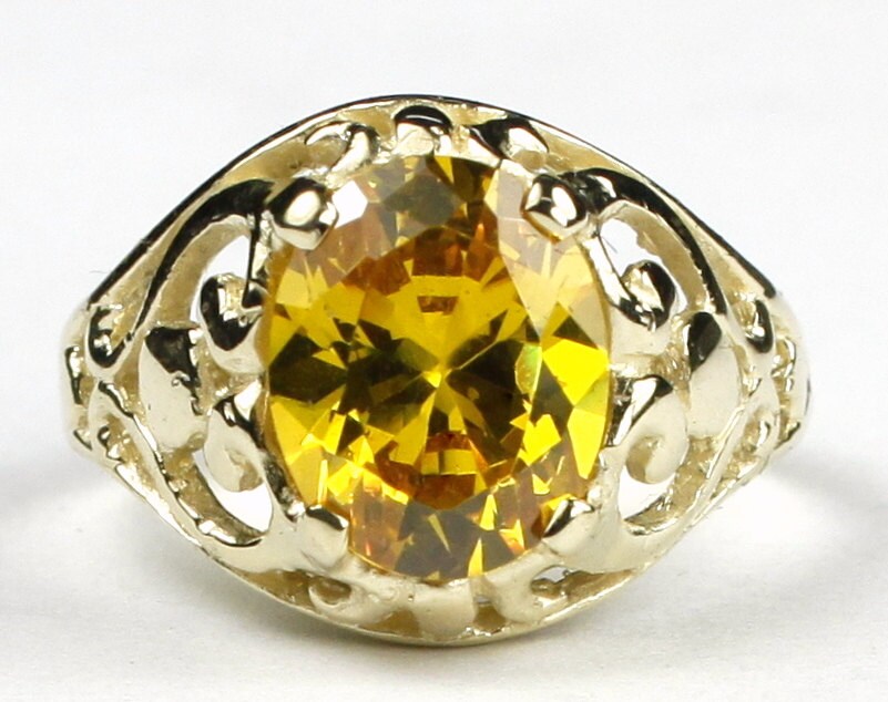 Golden Yellow CZ 10KY Gold Ring R004 - Etsy
