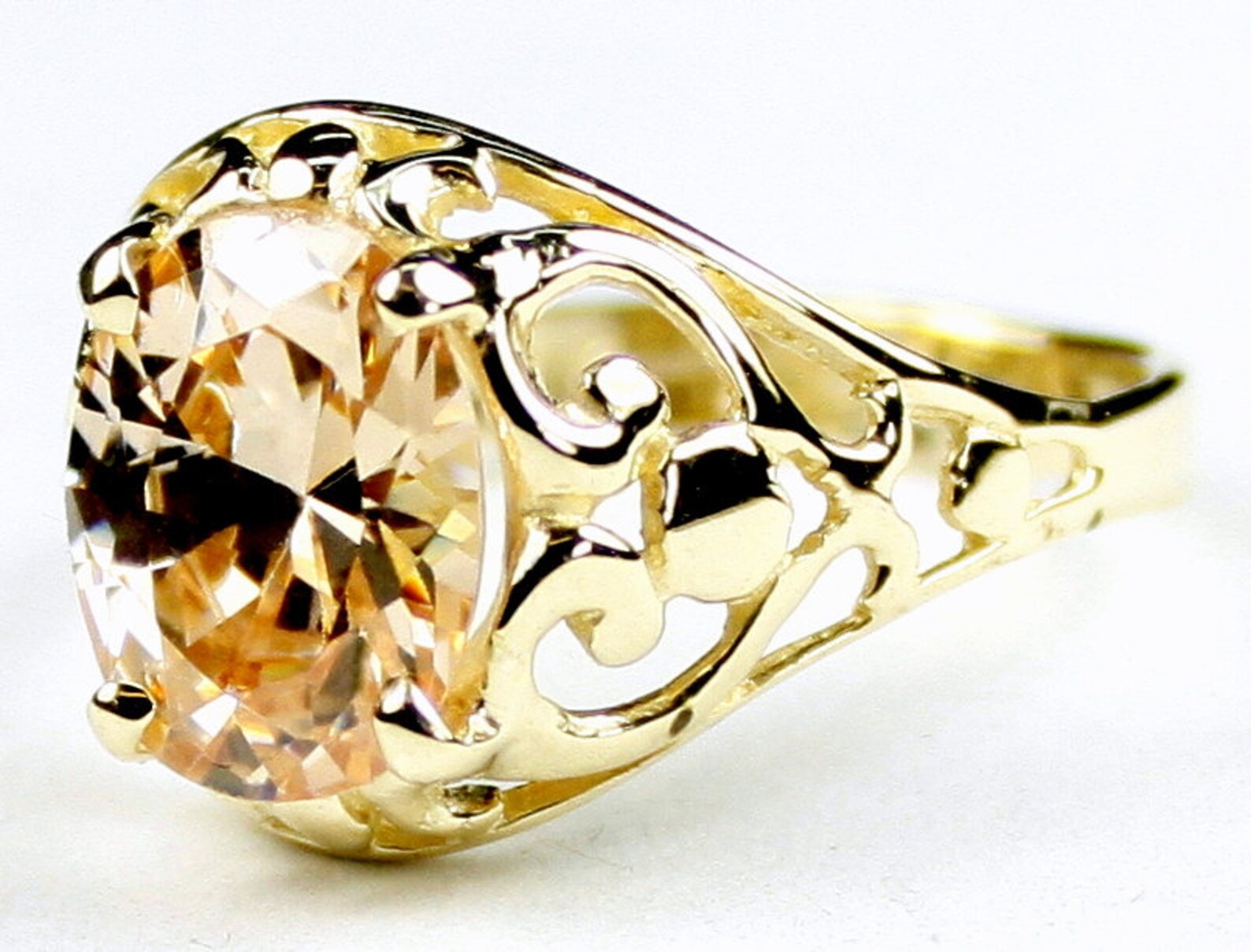 Champagne CZ 18KY Gold Ring R004 - Etsy