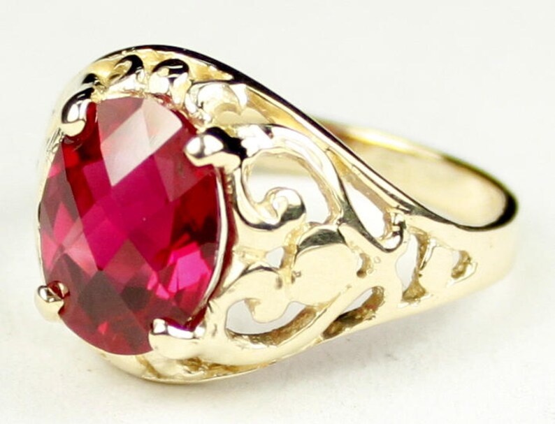 Created Ruby 14KY Gold Ring R004 - Etsy