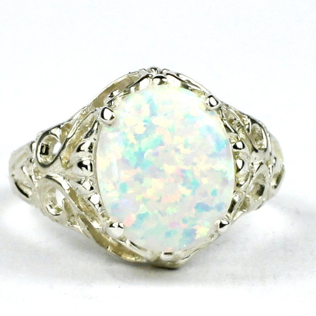 Created White Opal, 925 Sterling Silver Ring, SR114 - Etsy