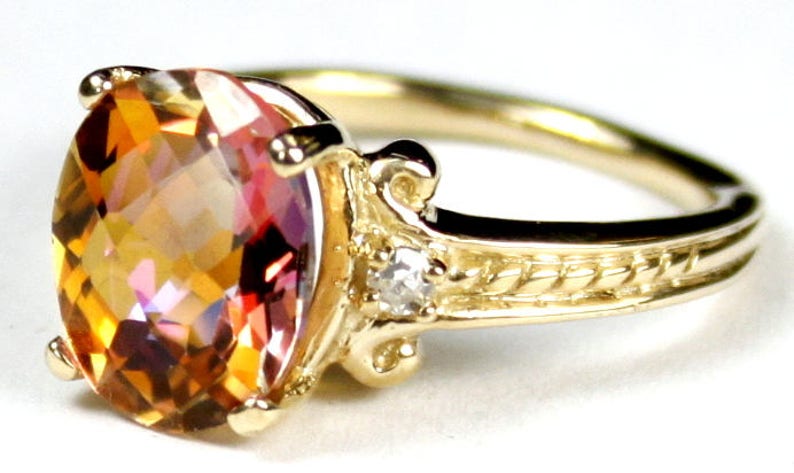 Twilight Fire Topaz 14KY Gold Ring R136 | Etsy