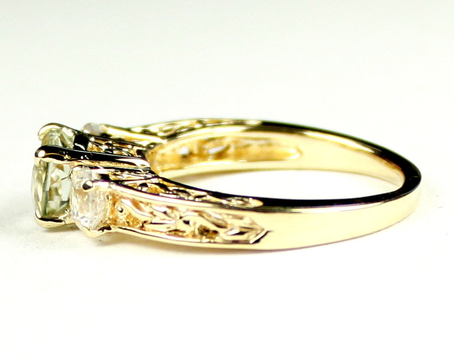 Green Amethyst W/ 2 Accents 10KY Gold Ring R254 - Etsy