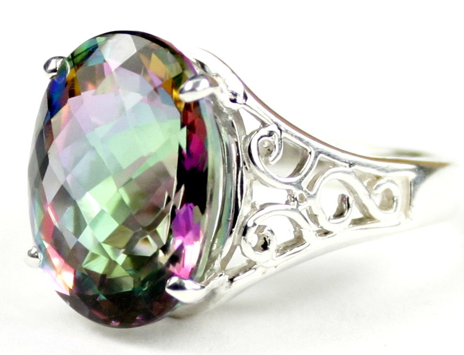 Mystic Fire Topaz 925 Sterling Silver Ladies Ring SR049 | Etsy