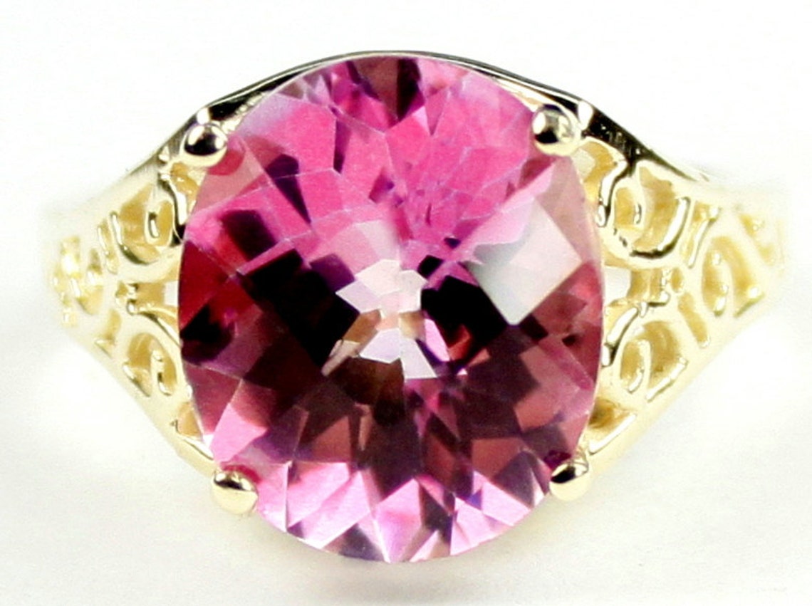 Pure Pink Topaz 10KY Gold Ring R057 - Etsy