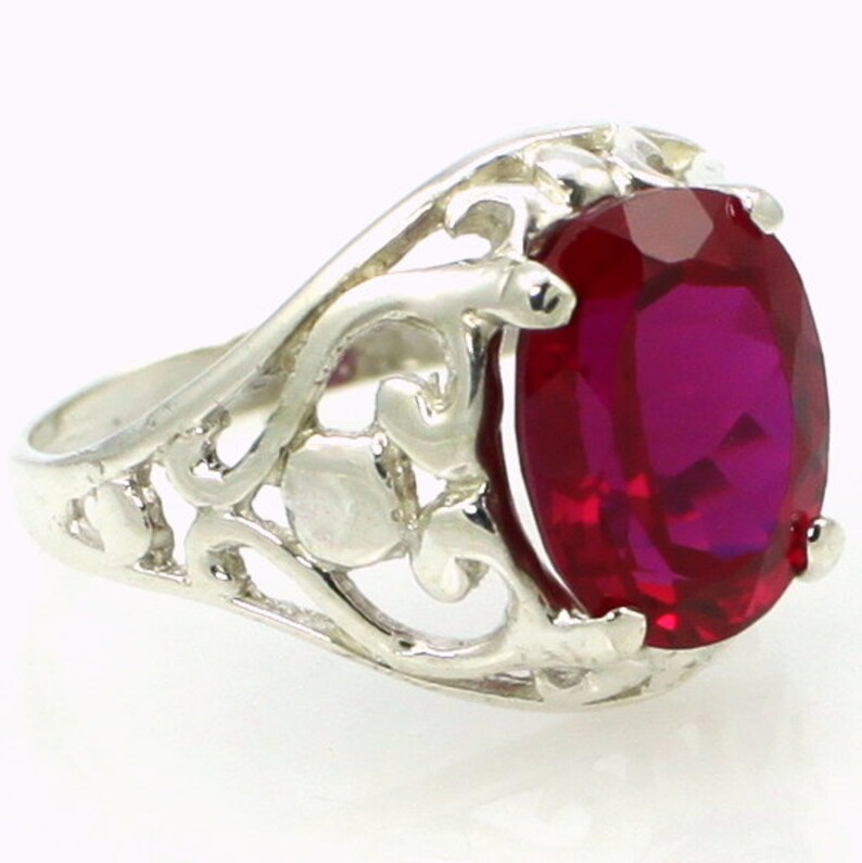 Created Ruby 925 Sterling Silver Ring SR004 - Etsy