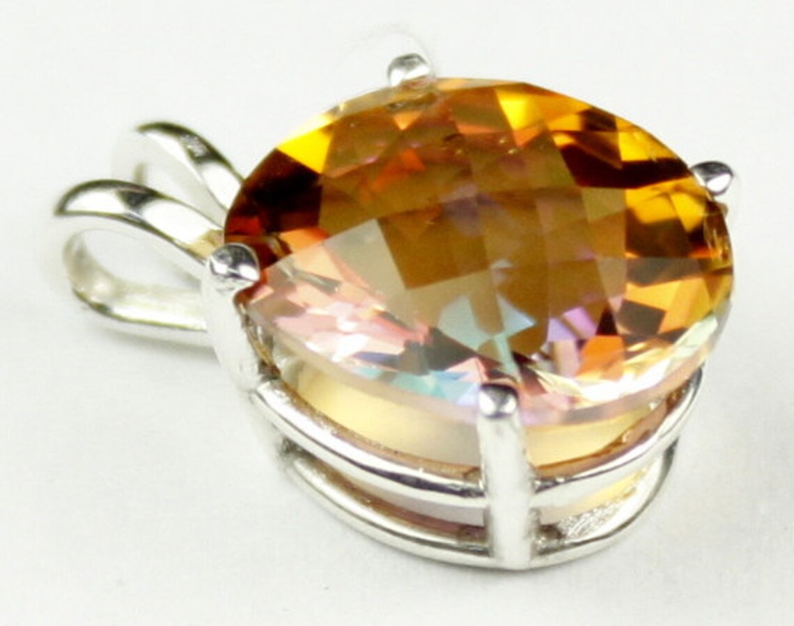 Twilight Fire Topaz 925 Sterling Silver Pendant SP040 - Etsy