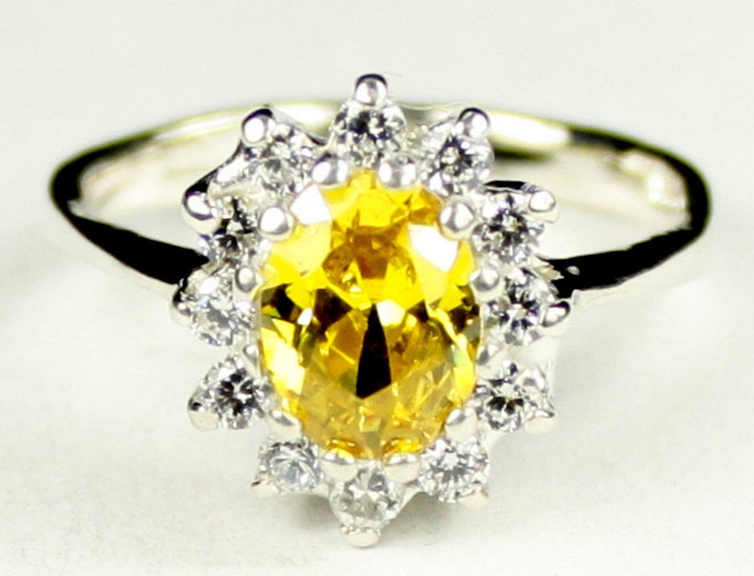 Golden Yellow CZ, 925 Sterling Silver Ring, SR235 - Etsy