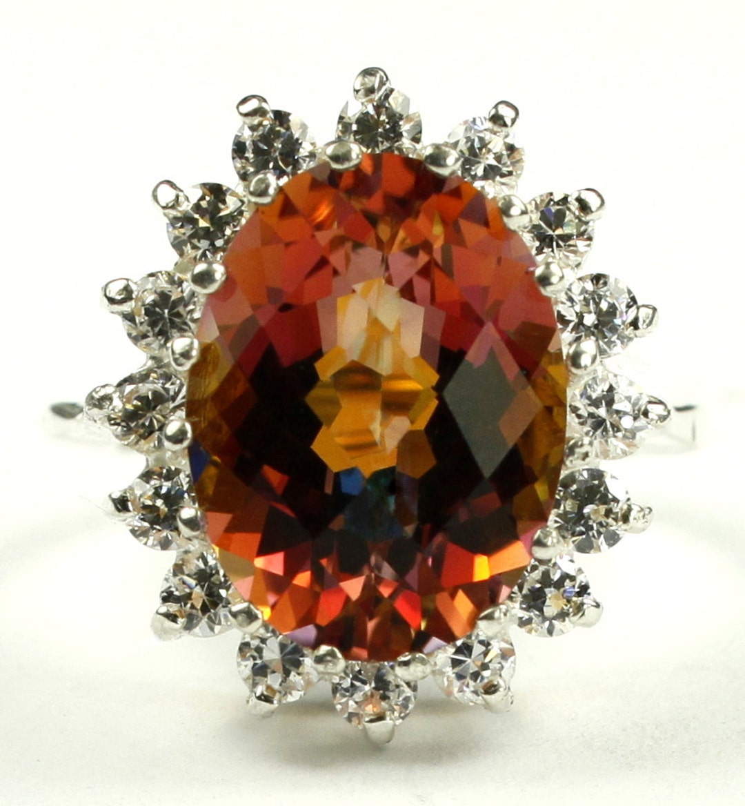 Twilight Fire Topaz, 925 Sterling Silver Royal Engagement Ring, SR310 ...