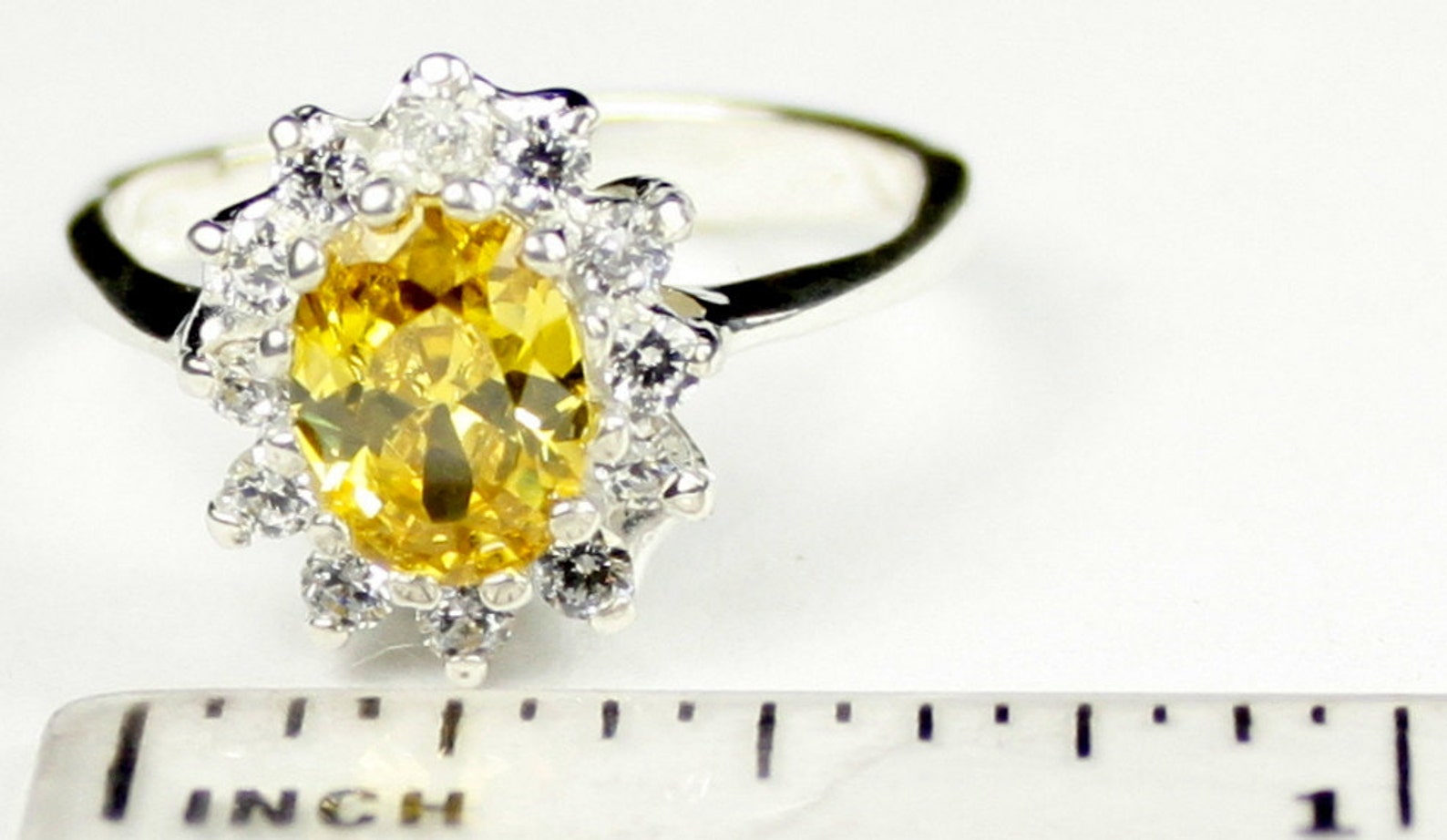 Golden Yellow CZ 925 Sterling Silver Ring SR235 | Etsy