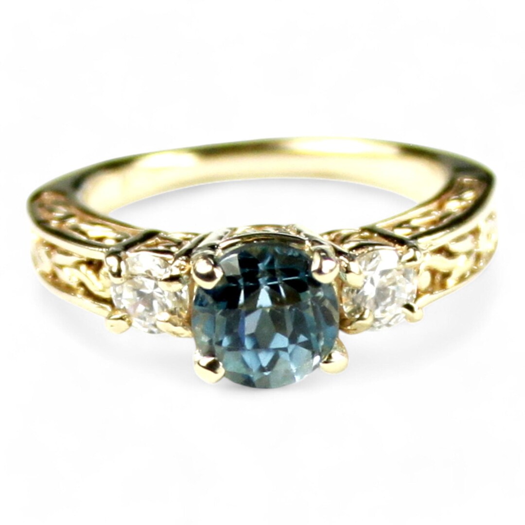 Neptune Garden Topaz W/ 2 Accents, 14KY Gold Ring, R254 - Etsy