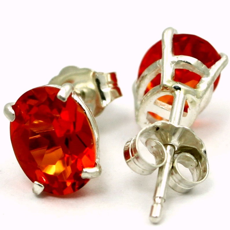 Created Padparadscha Sapphire 925 Sterling Silver Post - Etsy