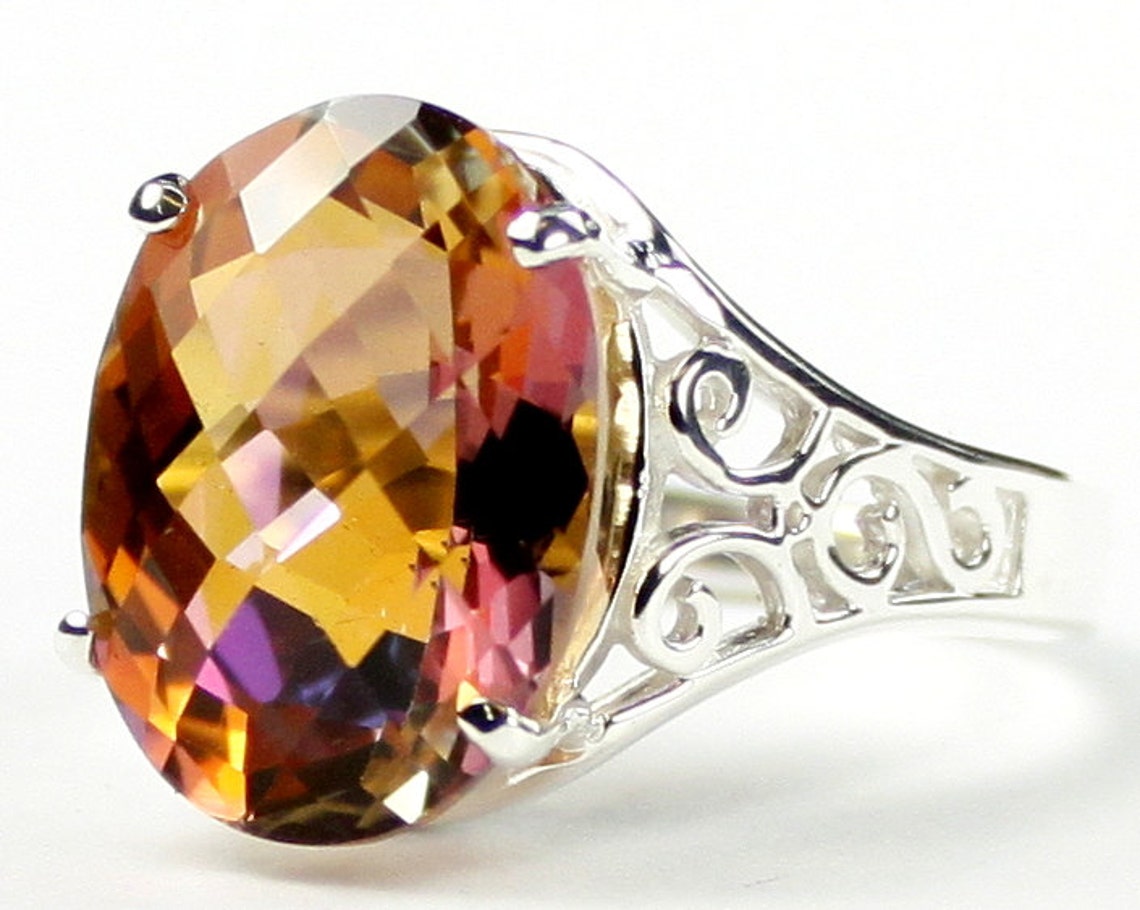 Twilight Fire Topaz 925 Sterling Silver Ladies Ring SR049 - Etsy