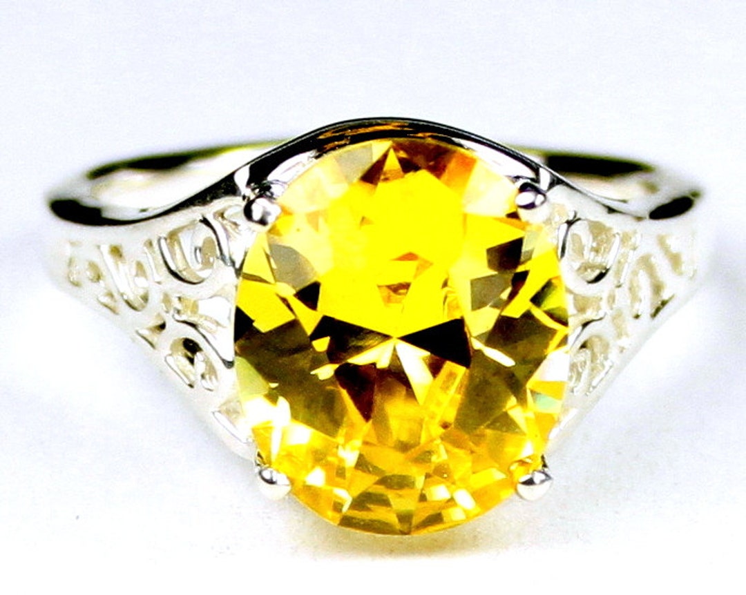 Golden Yellow CZ, 925 Sterling Silver Ladies Ring, SR057 - Etsy