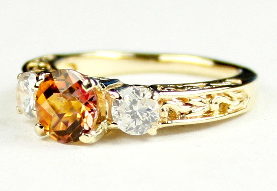 Twilight Fire Topaz W/ 2 Accents 10KY Gold Ring R254 - Etsy