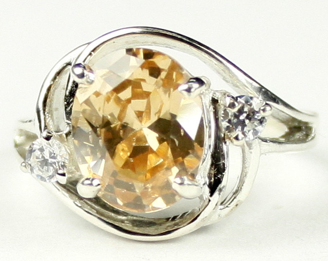 Champagne CZ 925 Sterling Silver Ladies Ring SR021 - Etsy