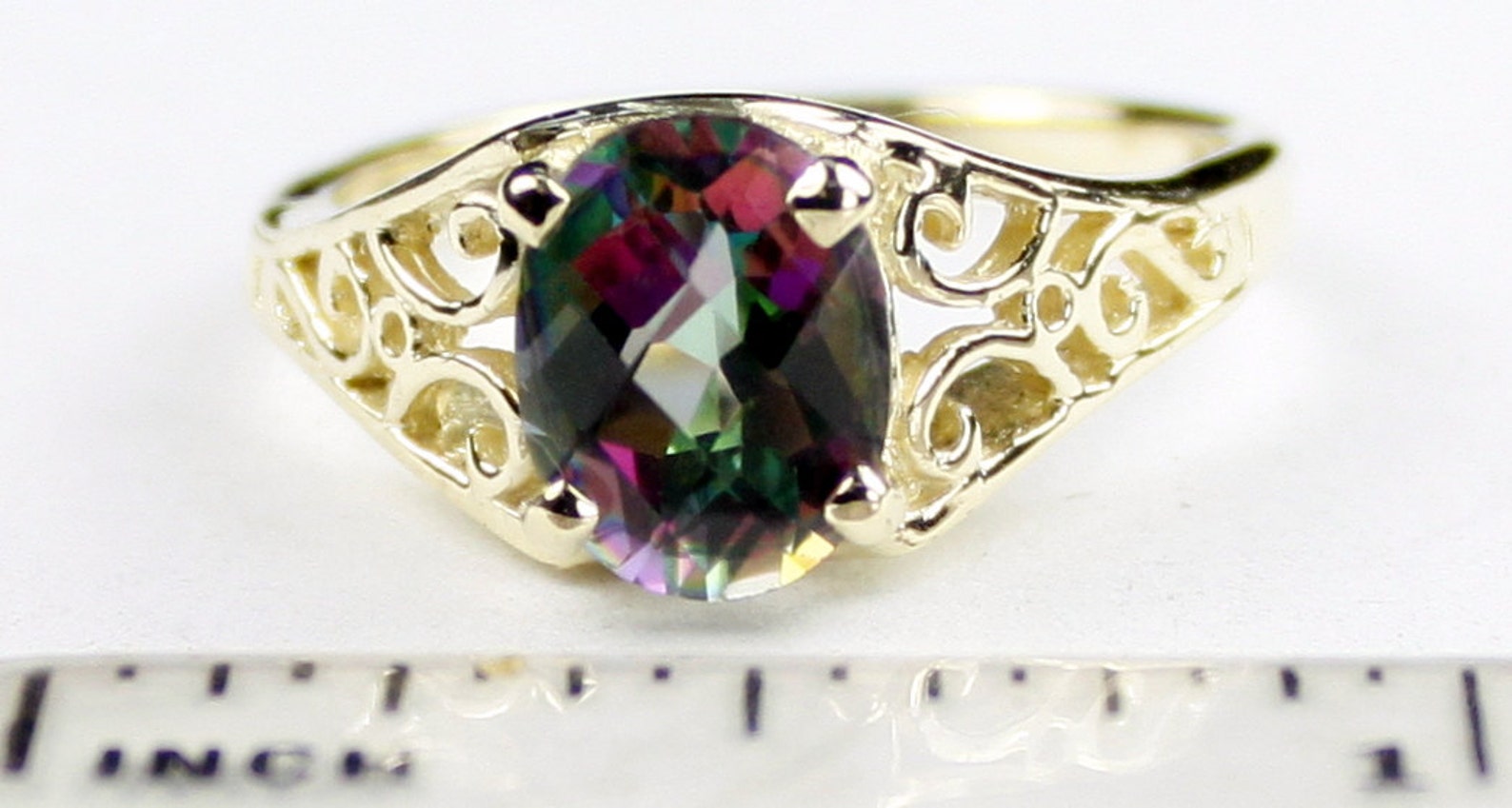 Mystic Fire Topaz 10KY Gold Ring R005 | Etsy