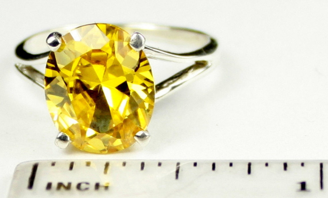 Golden Yellow CZ 925 Sterling Silver Ring SR132 | Etsy