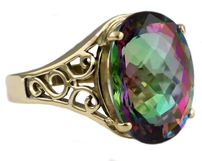 Mystic Fire Topaz 10KY Gold Ring R049 - Etsy