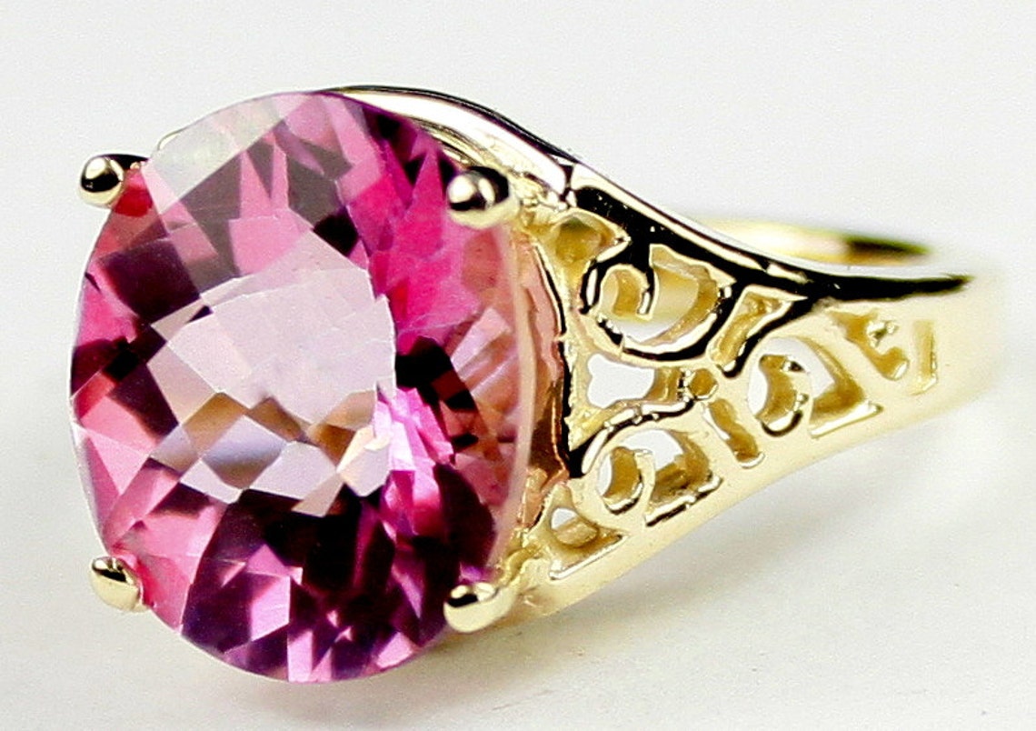 Pure Pink Topaz 10KY Gold Ring R057 - Etsy