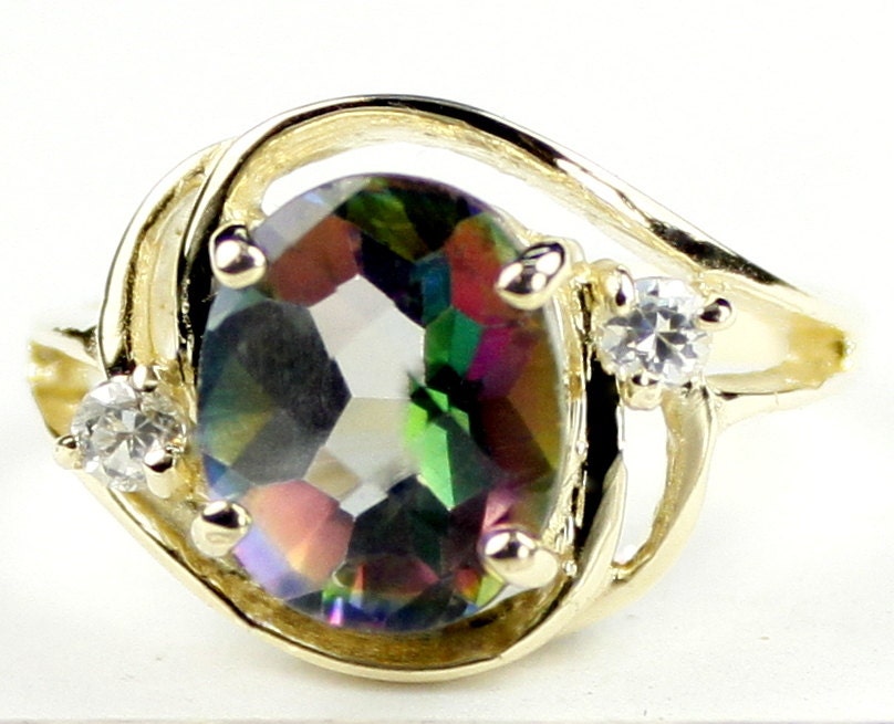 Mystic Fire Topaz 10KY Gold Ring R021 | Etsy