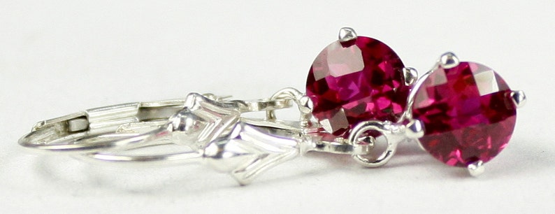 Created Ruby 925 Sterling Silver Leverback Earrings SE017 | Etsy