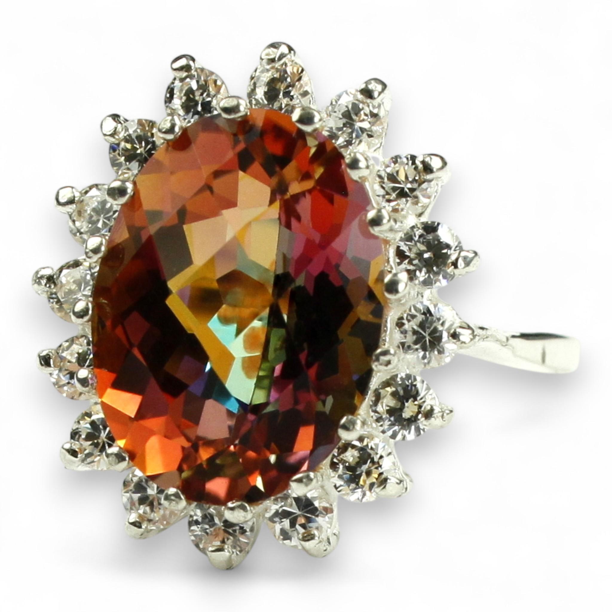 Twilight Fire Topaz, 925 Sterling Silver Royal Engagement Ring, SR310 ...