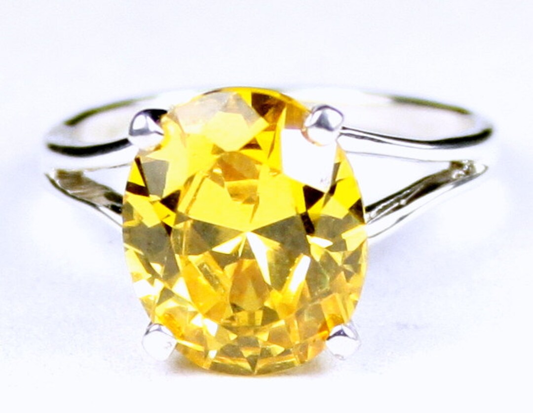 Golden Yellow CZ, 925 Sterling Silver Ring, SR132 - Etsy