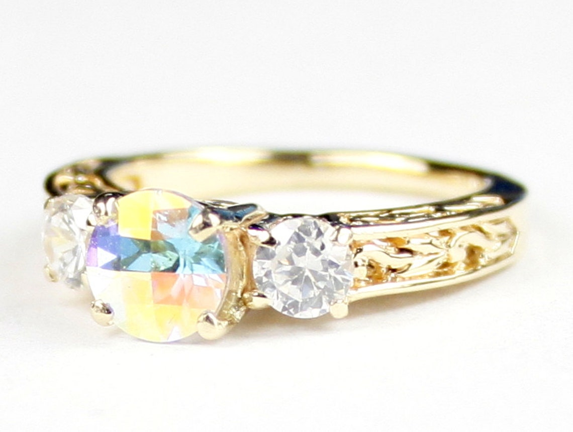 Mercury Mist Topaz W/ 2 Accents 10KY Gold Ring R254 - Etsy