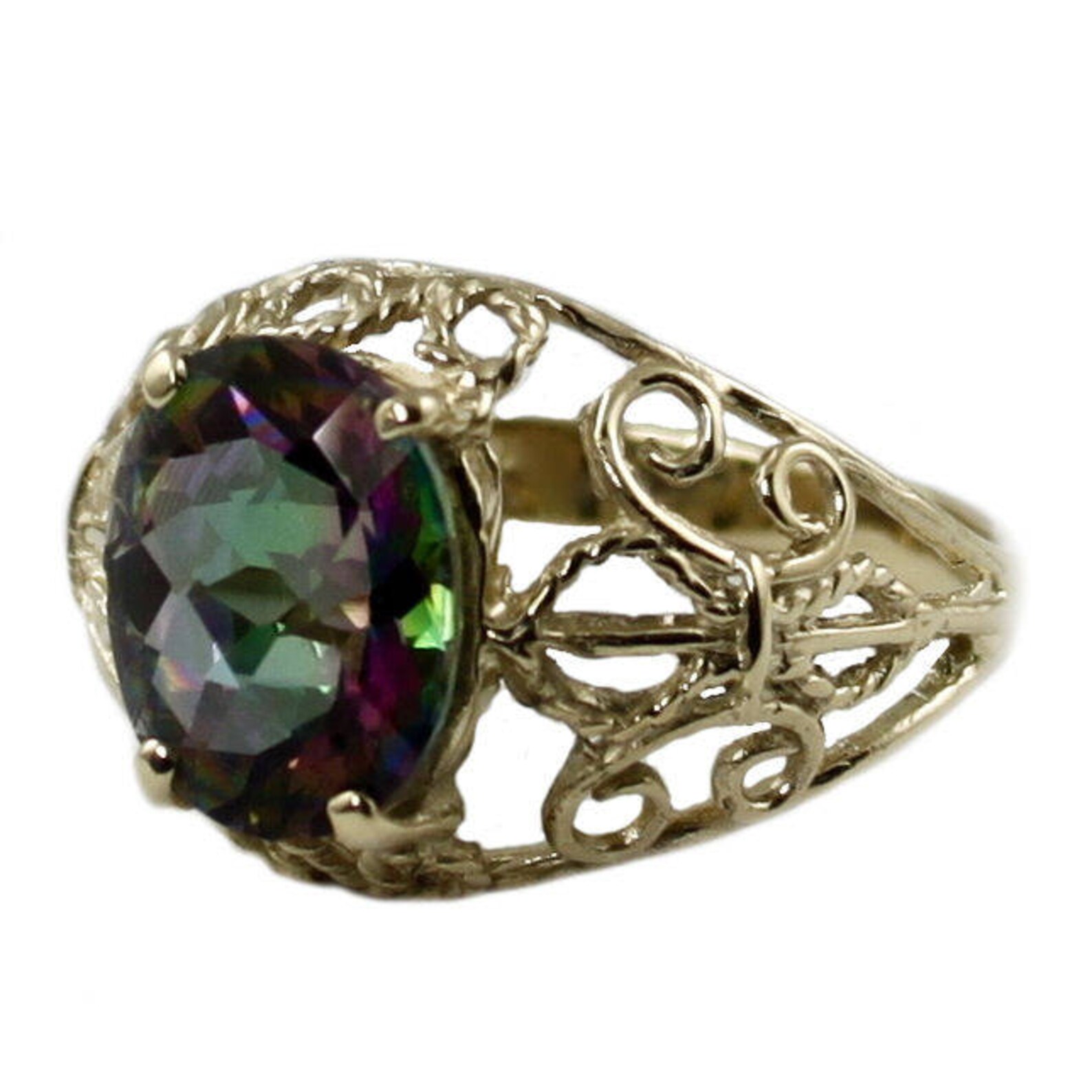 Mystic Fire Topaz 14KY Gold Ring R162 | Etsy