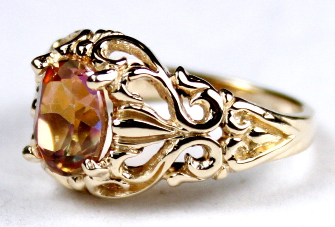 Twilight Fire Topaz 14KY Gold Ring R113 | Etsy