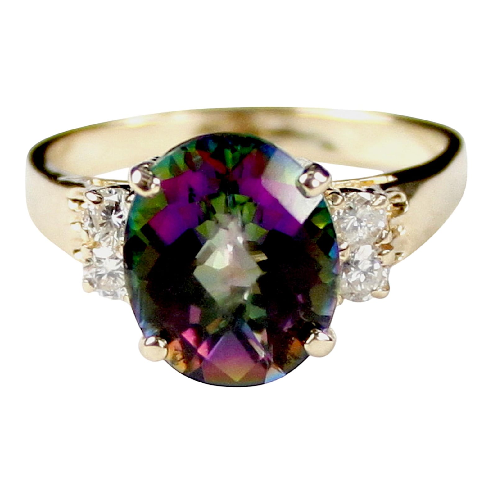 Mystic Fire Topaz, 10K Yellow Gold Ring, R123 - Etsy