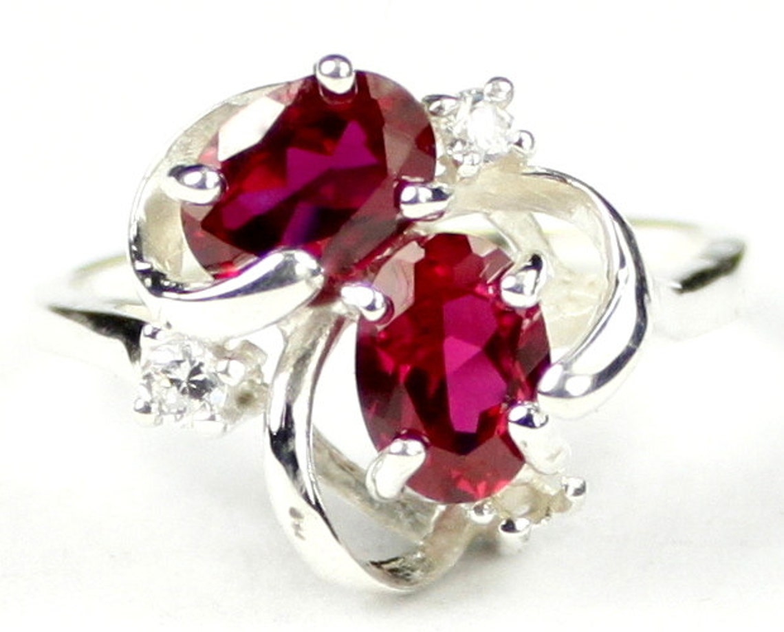 Created Ruby 925 Sterling Silver Ladies Ring SR016 - Etsy