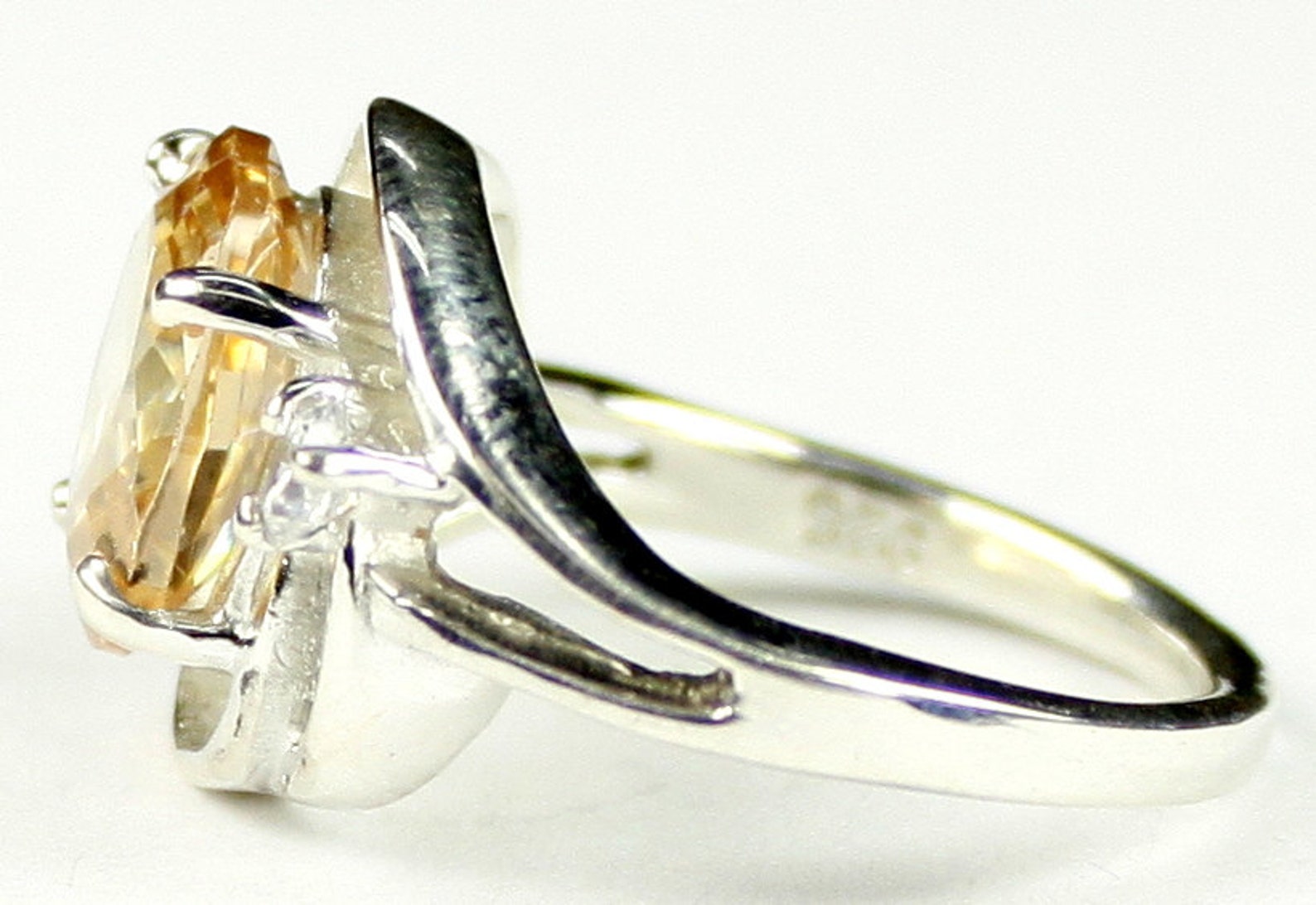 Champagne CZ 925 Sterling Silver Ladies Ring SR021 - Etsy