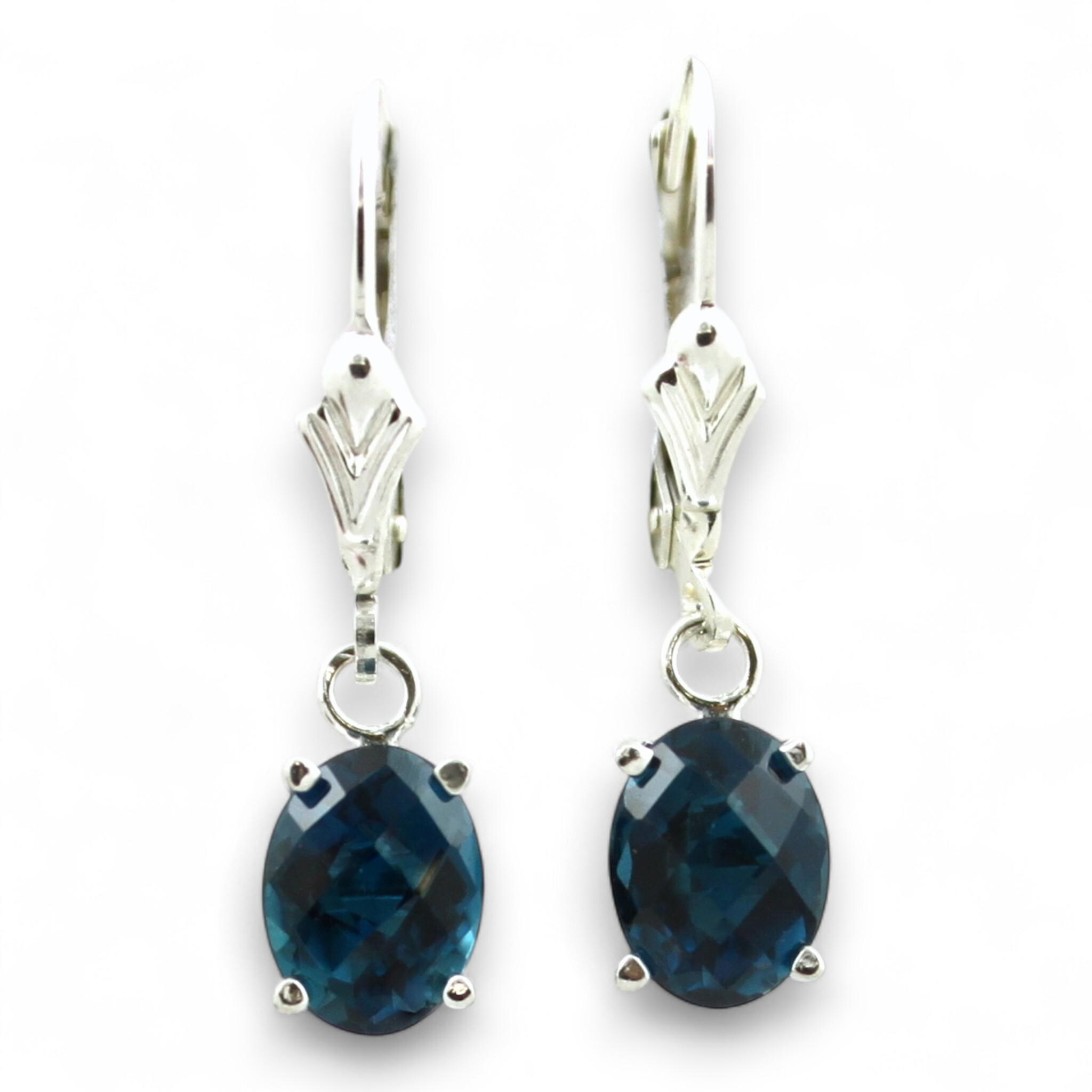 London Blue Topaz, 925 Sterling Silver Leverback Earrings, SE007 - Etsy