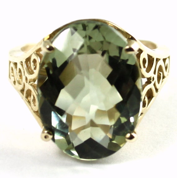 Green Amethyst 10KY Gold Ring R049 - Etsy