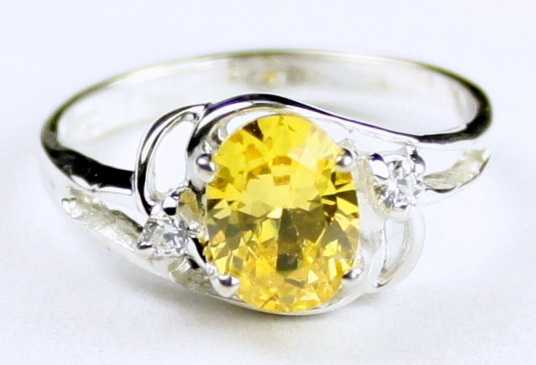 Golden Yellow CZ, 925 Sterling Silver Ring, SR176 - Etsy